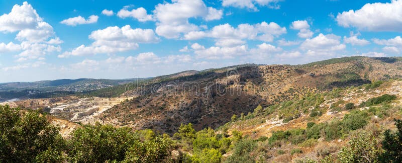 Israeli Mountain Landscape Panoramic View Stock Photo - Image of nature ...