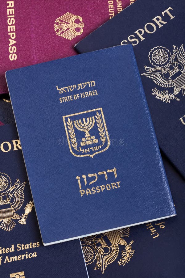 Israeli Passport on Passports Stack Stock Image - Image of document ...