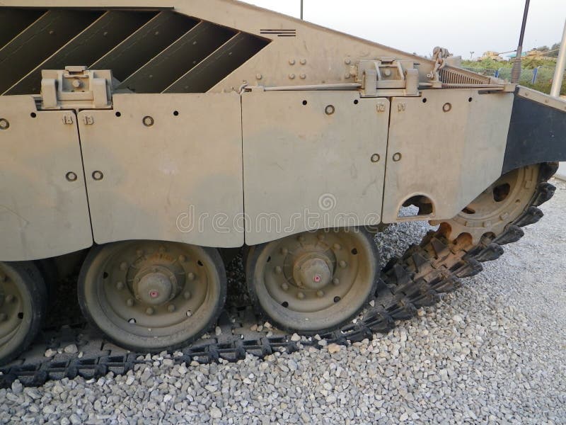 Israeli Tank Track with Geared Wheels, Armor Stock Image - Image of ...
