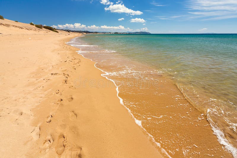 Issos Beach with Large Sand Dunes on Corfu Island. Stock Image - Image ...