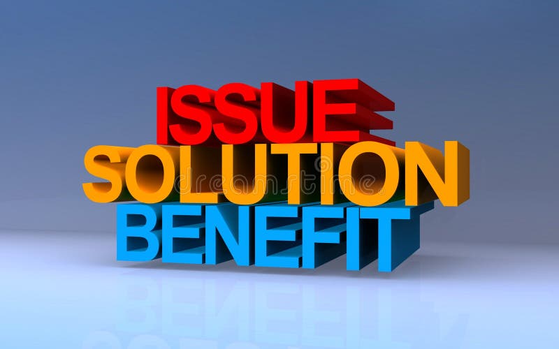Issue Solution Benefit on Blue Stock Illustration - Illustration of ...