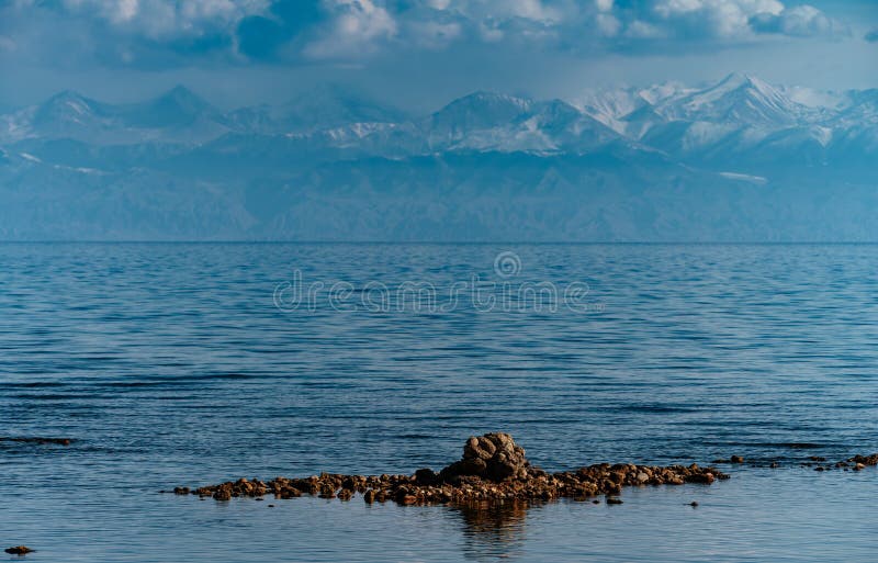 Issyk-Kul Lake with Mountains View, Kyrgyzstan Stock Image - Image of ...