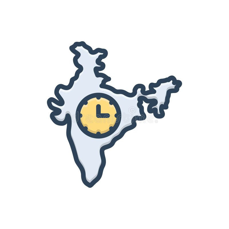 Color Illustration Icon for Ist Country, Clock and India Stock ...