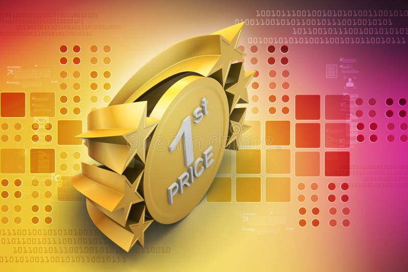 Ist prize, golden medel stock illustration. Illustration of sign - 54940234
