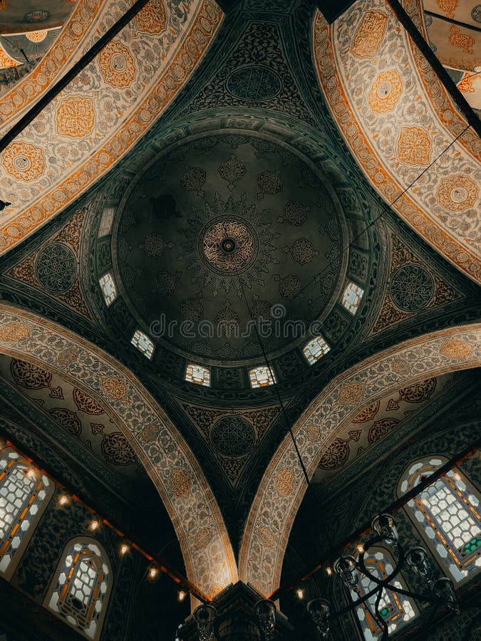 Istanbul Sultanahmet Blue Mosque Interior Design Dome Editorial Stock ...