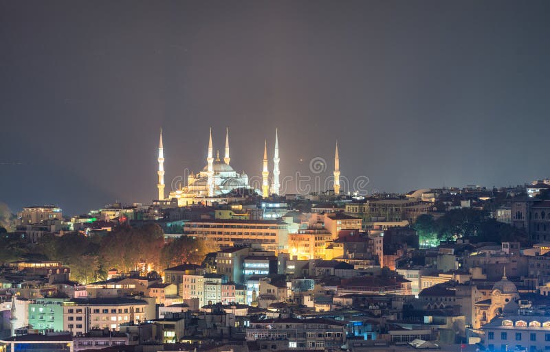 Istanbul Aerial Skyline at Night, Turkey Editorial Stock Photo - Image ...