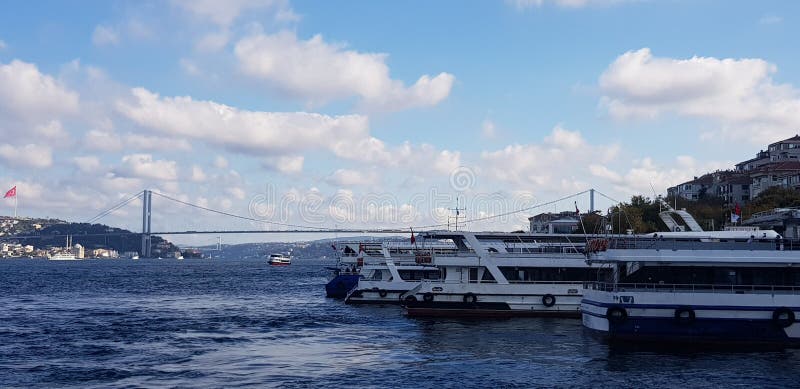 Istanbul Bosphorus Bridge and Ships Exquisite View Stock Image - Image ...