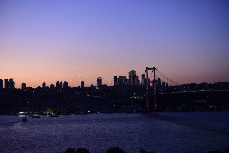 Istanbul Bosphorus at Sunset Stock Image - Image of mosque, cityscape ...