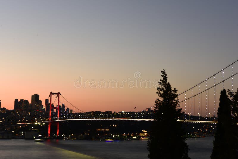 Istanbul Bosphorus at Sunset Stock Photo - Image of monument, evening ...