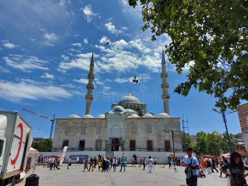 Istanbul, June 2022: Square in Front of the New Mosque in Istanbul ...