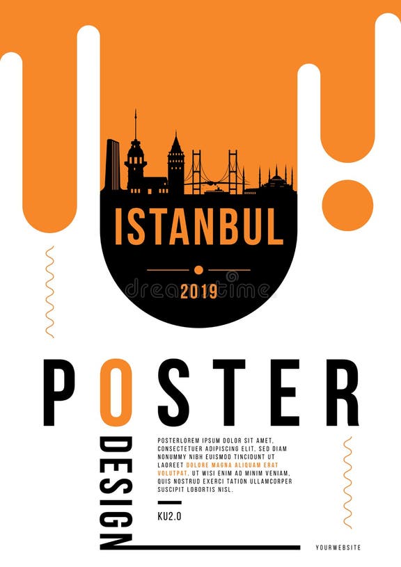 Istanbul Modern Poster Design with Vector Linear Skyline Stock ...