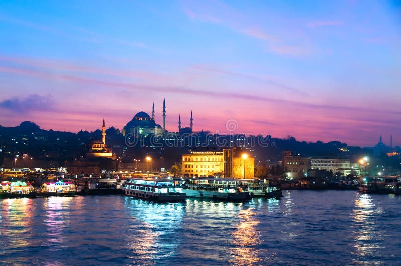 Istanbul by Night stock photo. Image of buyuk, late, coastline - 14455826