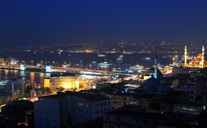 Istanbul night stock image. Image of blue, city, historic - 295870261