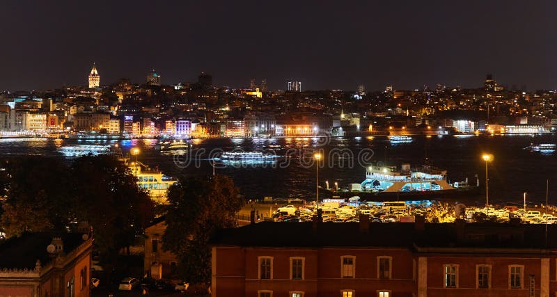 Istanbul at night editorial photography. Image of bosphorus - 60775232