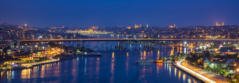 Istanbul by Night stock photo. Image of buyuk, late, coastline - 14455826