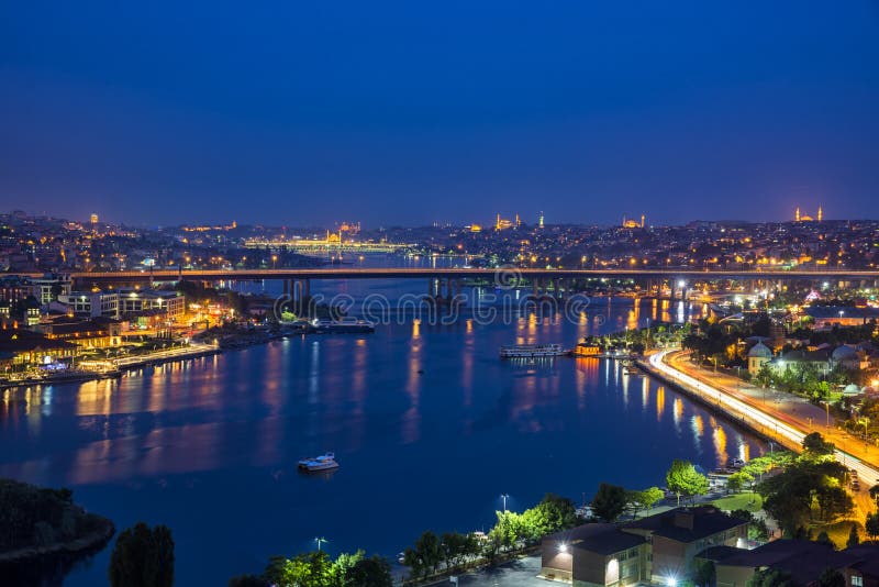 Istanbul by Night stock photo. Image of buyuk, late, coastline - 14455826