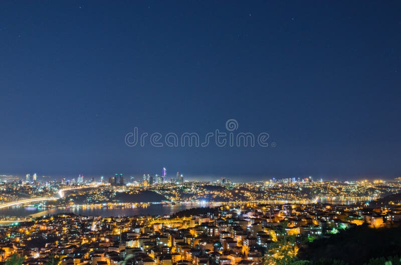 City skyline at night stock image. Image of perspective - 2112827