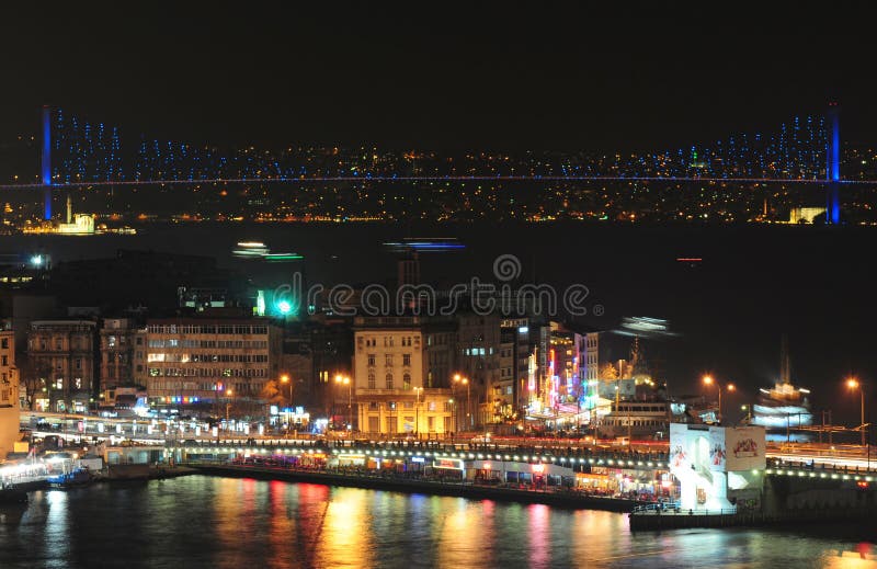 Istanbul night editorial image. Image of landmark, bosporus - 295870270