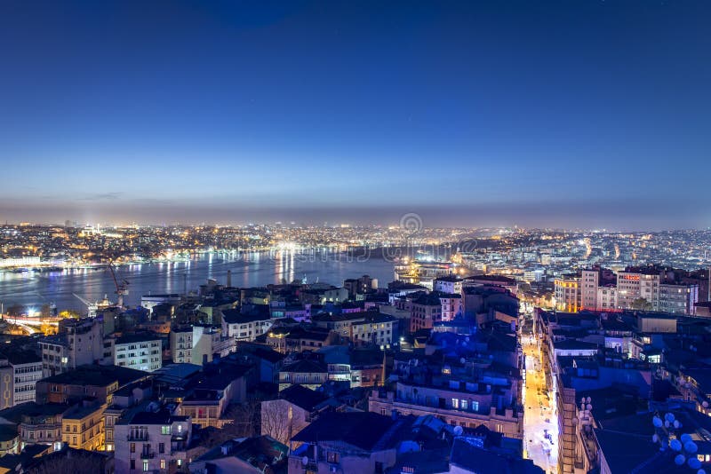 Istanbul Night View, Turkey City Lights Editorial Stock Photo - Image ...