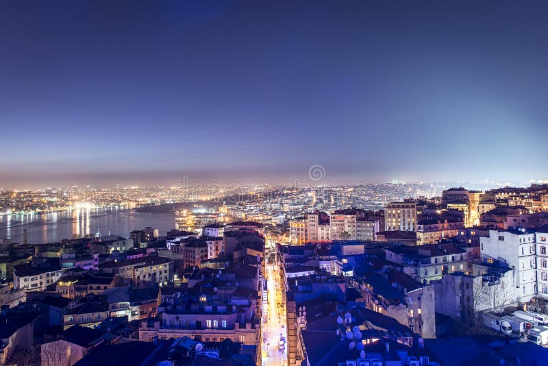 Istanbul Night View, Turkey City Lights Editorial Stock Photo - Image ...
