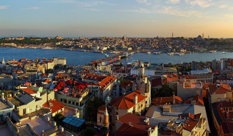 Istanbul Panorama from Galata Tower Stock Image - Image of blue ...