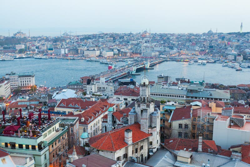 Istanbul Panoramic View at Evening. Stock Image - Image of islam, house ...