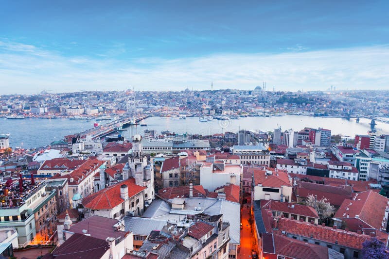 Istanbul Panoramic View at Evening. Stock Photo - Image of background ...