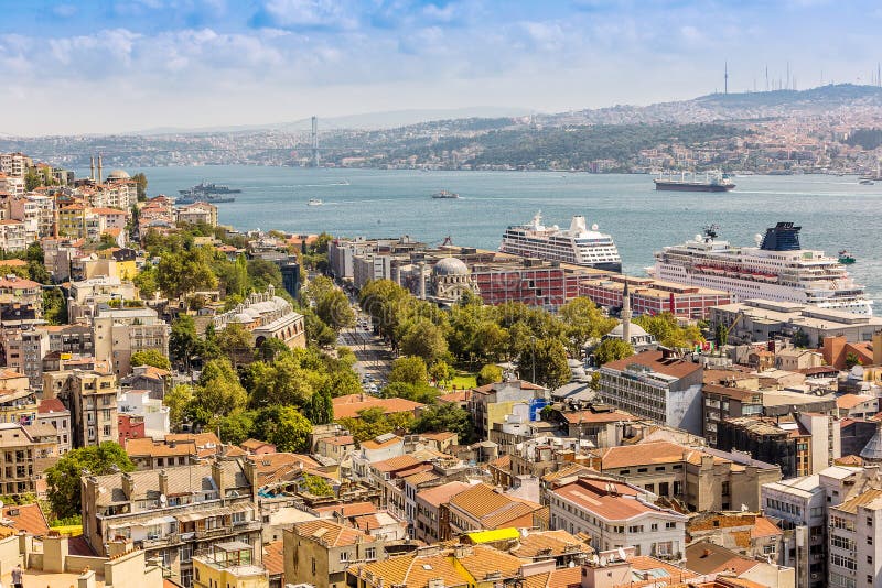Istanbul panoramic view stock image. Image of landmark - 190372701