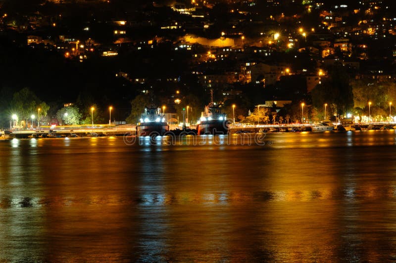 Istanbul Sariyer Beach Night View - Long Exposure Stock Image - Image ...