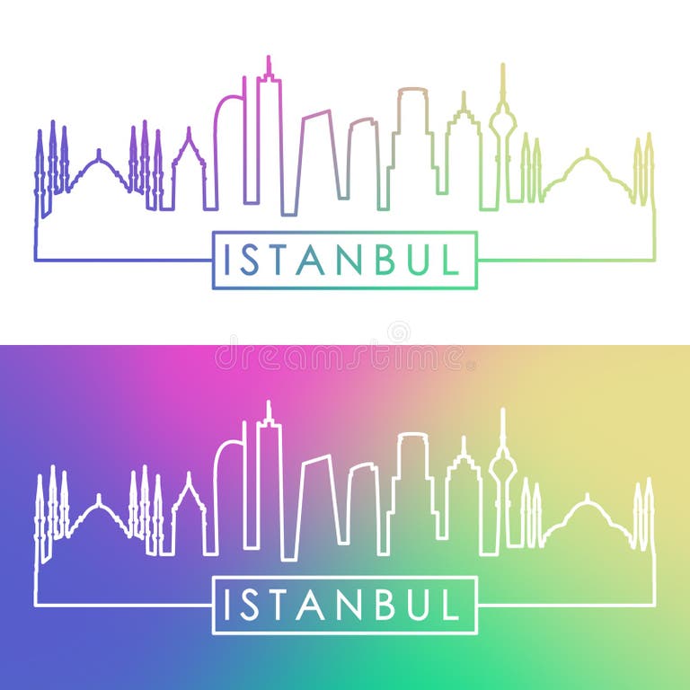Istanbul Skyline. Colorful Linear Style Stock Vector - Illustration of ...