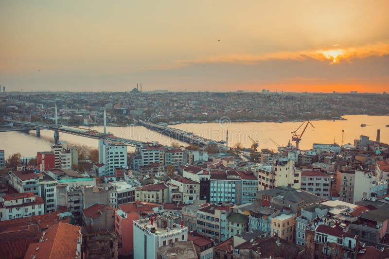 Istanbul Sunset Panorama stock photo. Image of istanbul - 55141386