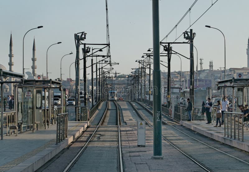 Istanbul tram editorial stock photo. Image of bridge - 29349733