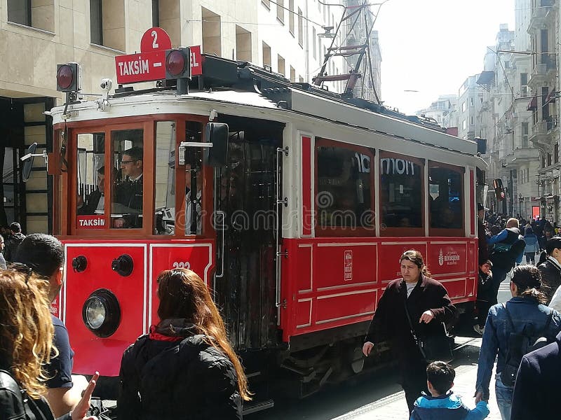 Istanbul, Turkey, April 7, 2018: the Old Red Tram on Istanbul Historic ...