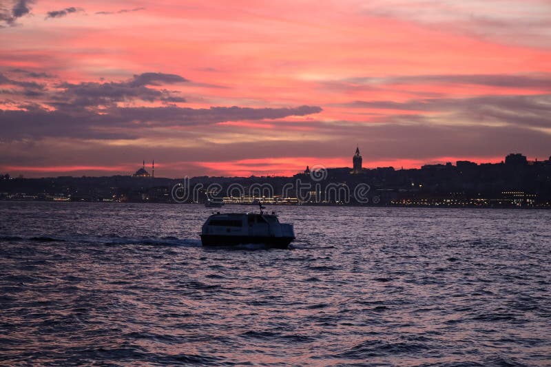 08-03-2023 Istanbul-Turkey: Istanbul Bosphorus View at Night Stock ...