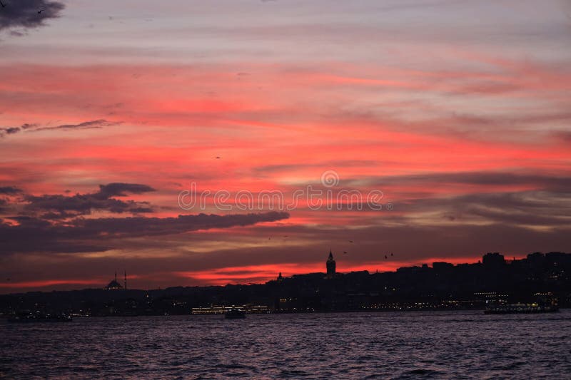 08-03-2023 Istanbul-Turkey: Istanbul Bosphorus View at Night Stock ...