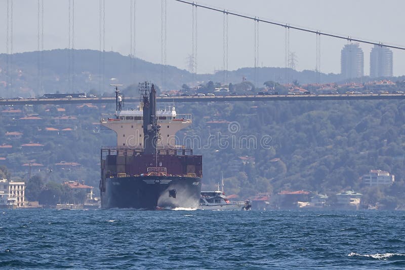 08-08-2023 Istanbul - Turkey: Cargo Ship on Bosphorus Waters Editorial ...