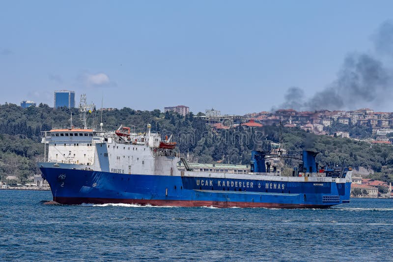 30-06-2024 Istanbul-Turkey: Cargo Ship Emitting Smoke while Sailing ...