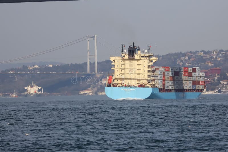 11-03-2024 Istanbul-Turkey: Cargo Ship Passing through the Bosphorus ...
