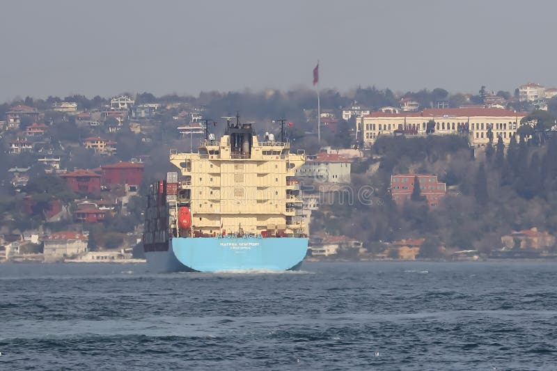 11-03-2024 Istanbul-Turkey: Cargo Ship Passing through the Bosphorus ...