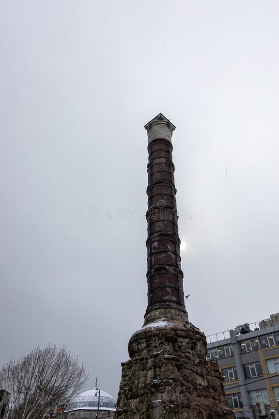 Istanbul, Turkey - February 21, 2025 Byzantine Column of Constantine in ...