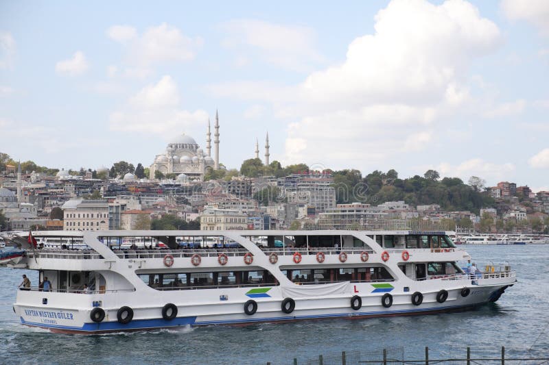 ISTANBUL, TURKEY 12 January 2023, Ferryboat Sail on the Bosphorus River ...