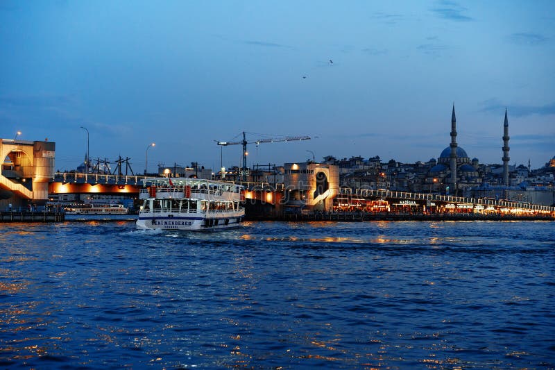 ISTANBUL, TURKEY - JUNE 06, 2022: Night View of Galata Bridge in ...