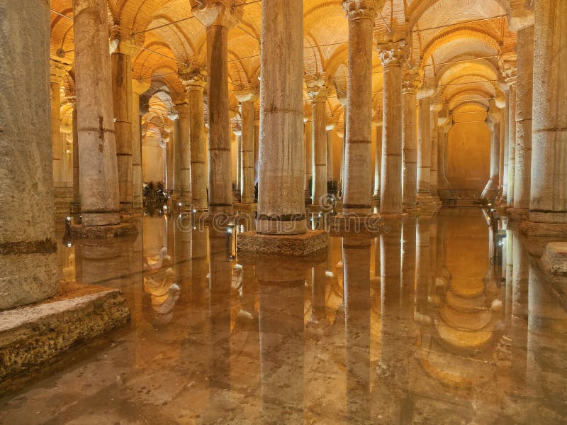 Ancient Underground Cistern with Columns Editorial Stock Image - Image ...