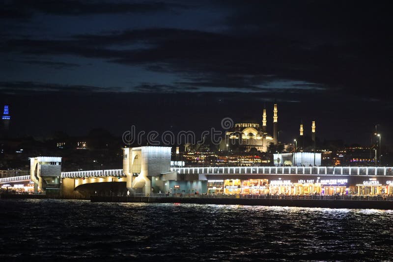 10-10-2024 Istanbul - Turkey: Night View of Galata Bridge and ...