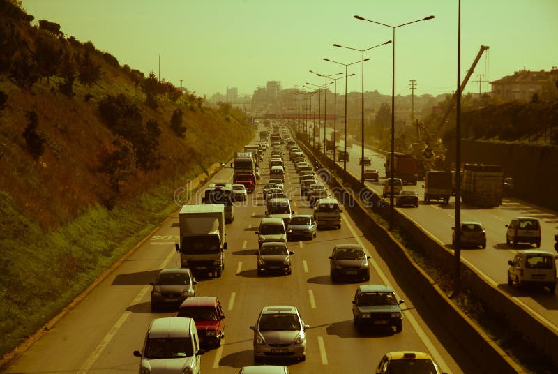Istanbul, Turkey - November 10, 2009: Traffic Jam on the Highway ...