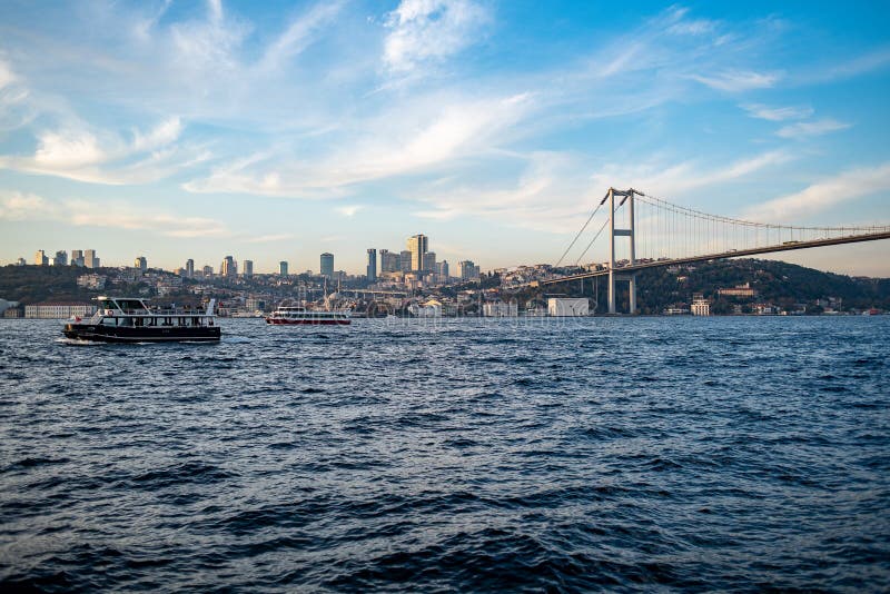 View to Bosphorus sea editorial stock image. Image of scene - 207549654
