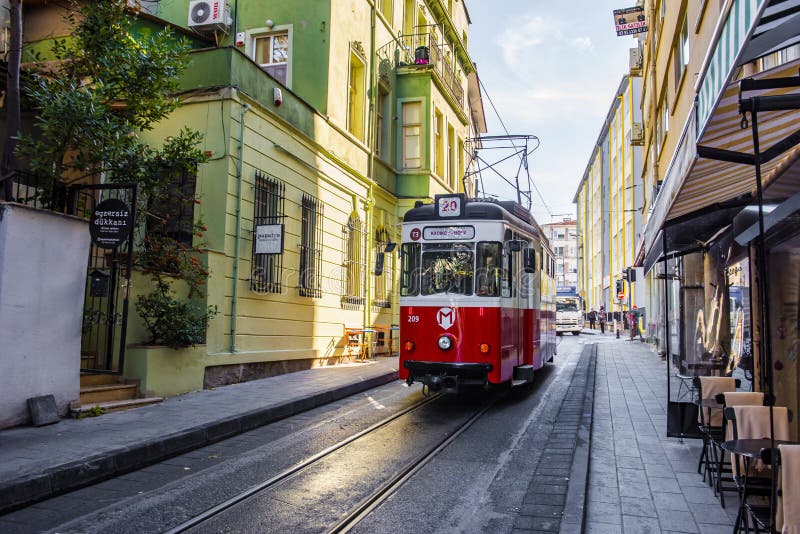 Nostalgic Red Tram in Kadikoy, Istanbul, Turkey. Editorial Photo ...