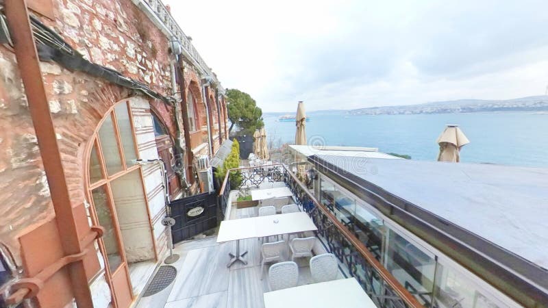 Restaurant Terrace at Topkapi Palace Overlooking the Bosphorus Strait ...