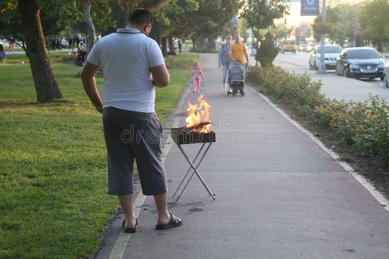 Turkish Man is Having a Barbecue Editorial Image - Image of cityscape ...