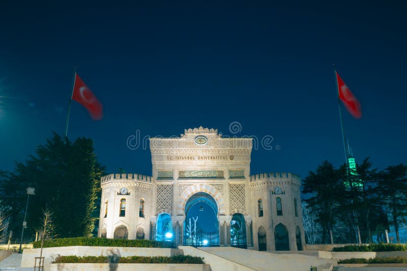 Istanbul University Main Entrance at Night. Editorial Photo - Image of ...